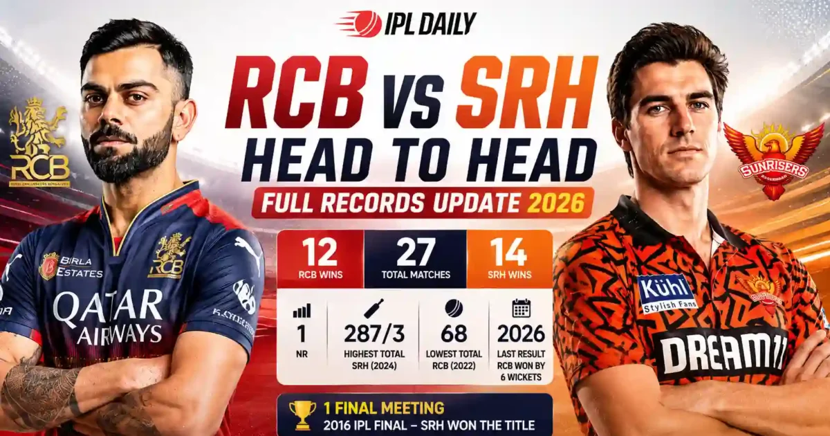 RCB vs SRH Head to Head Records 2026: Full IPL Stats & History